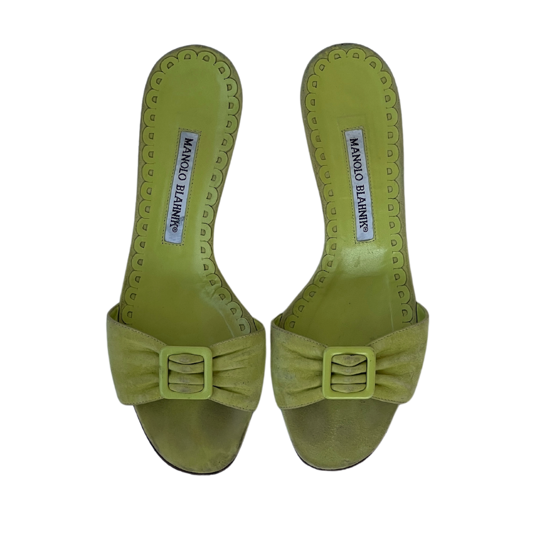 Green Manolo Blahnik Bow Mules (37) – The Vintage Tea